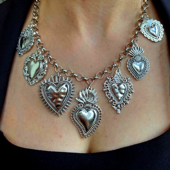 Molliwater | Jewelry | New Silver Corazon Sagrado Sacred Heart Charm ...